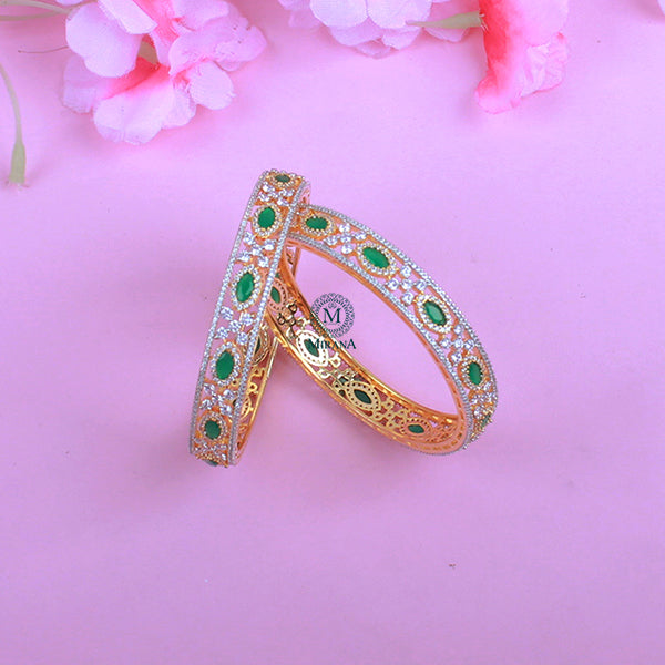 Hailey Emerald Green CZ Designer Bangles