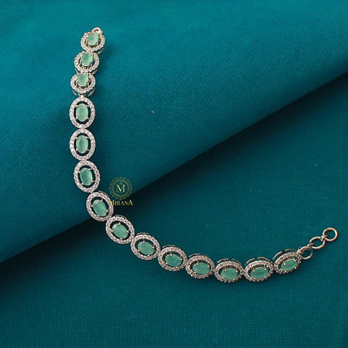 Freya Pastel Green CZ Designer Bracelet
