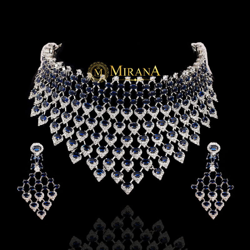 Taapsee Blue Colored Designer Choker Set