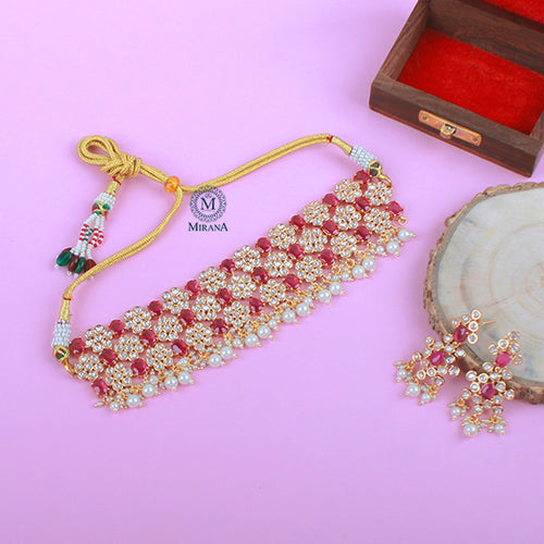 Taniya Ruby Polki Designer Choker Set