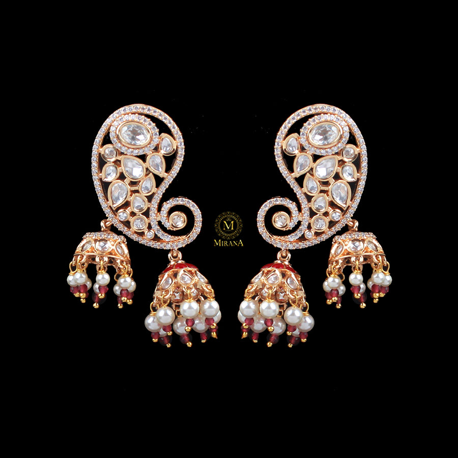 Shravya Ruby Polki Designer Earrings