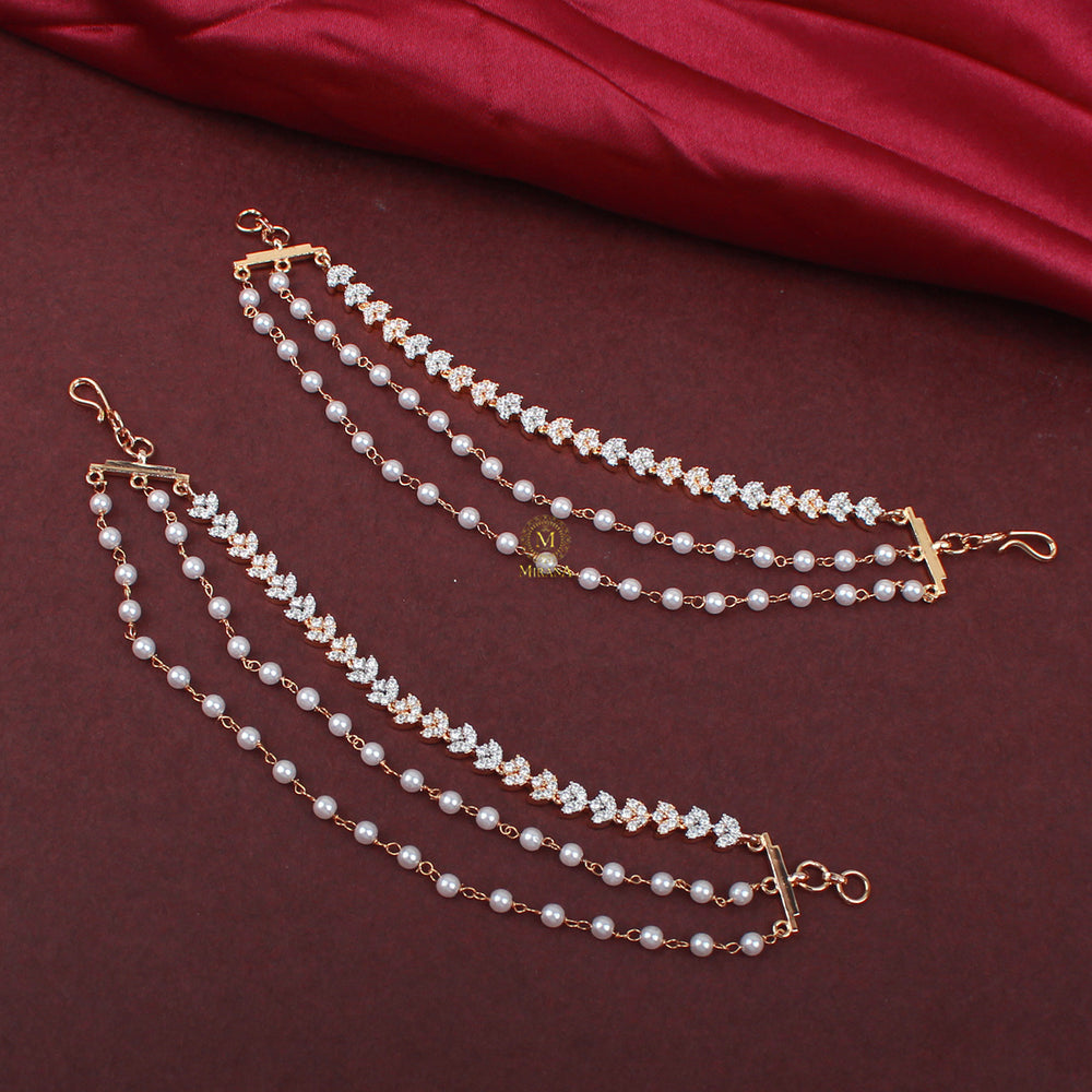 Novie Pearl CZ Ear Chains