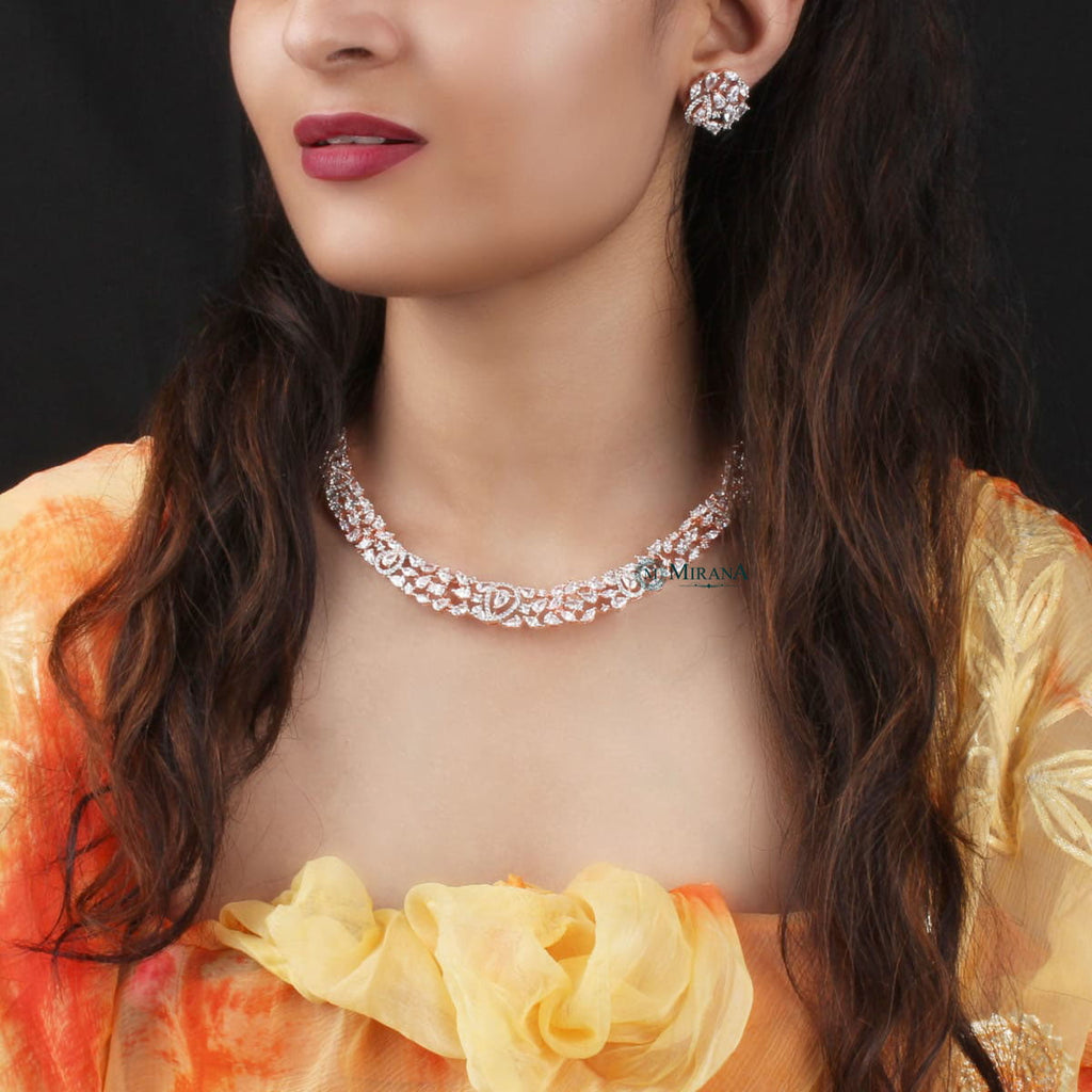 Tossed Necklace Set With Small Studs