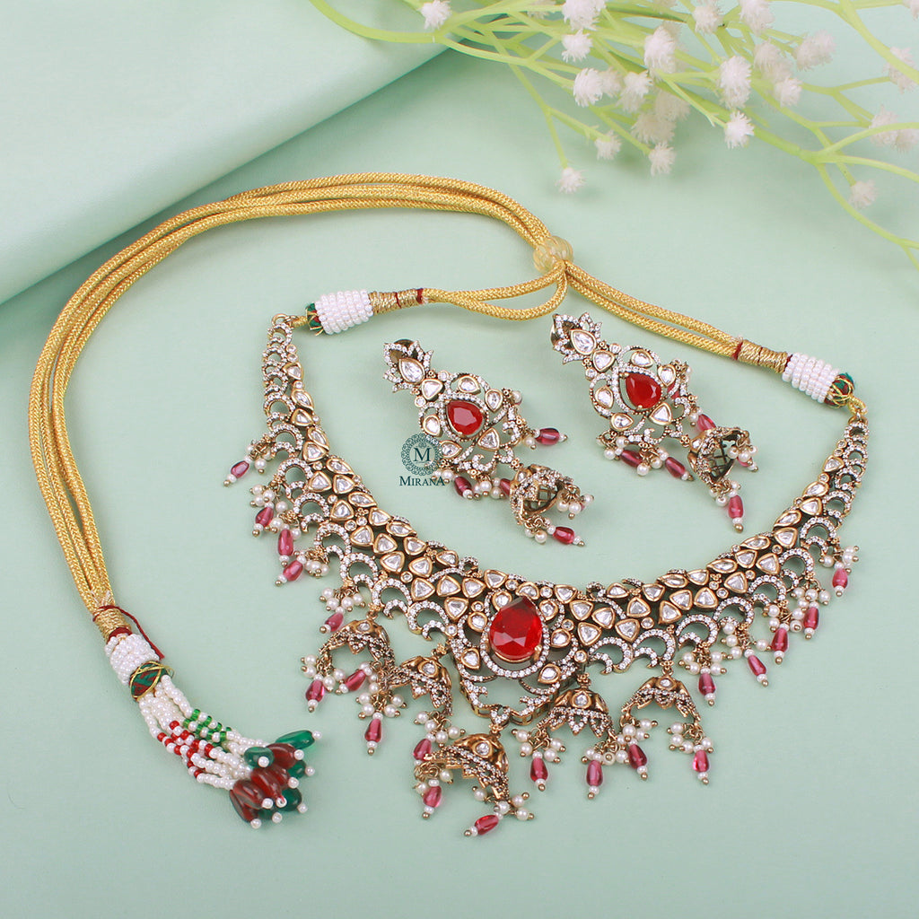 Charul Pearl Polki Designer Necklace Set